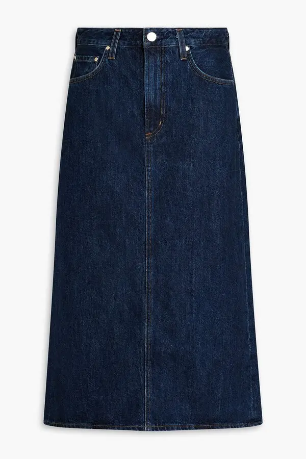 GOLDSIGN Low Slung Denim Midi Skirt