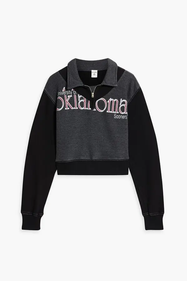 RE/DONE 90s Cropped Printed Sweatshirt - Charcoal