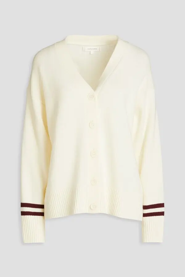Chinti & Parker Varsity Wool And Cashmere-blend Cardigan - Cream