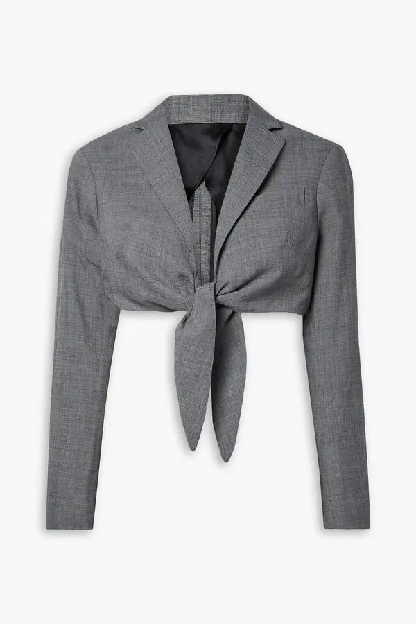 R13 Tie-front Cropped Houndstooth Wool Blazer