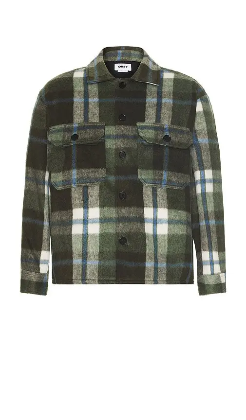 Obey Stanton Shirt Jacket In Dark Green