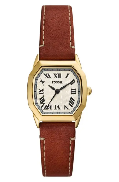 Fossil Harlow Leather Strap Watch - Brown
