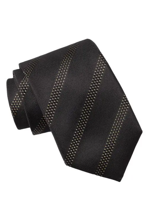ELIZABETTA Milano Silk Jacquard Necktie - Black And Gold