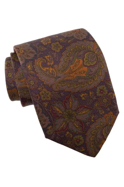 ELIZABETTA Trevi Printed Neck Tie - Plum