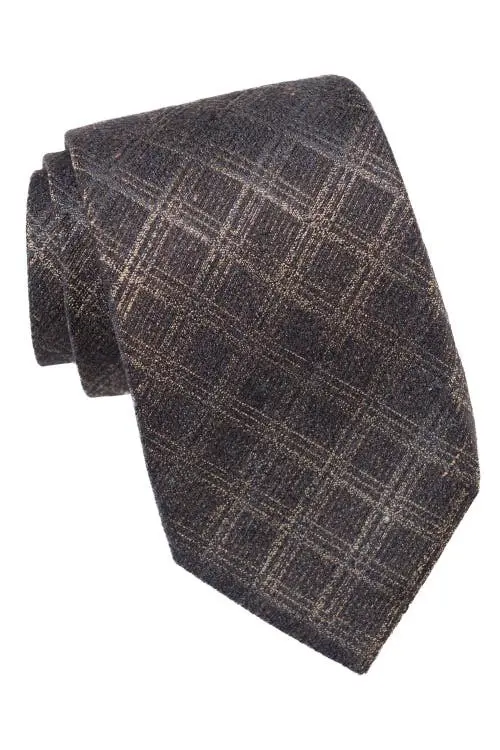 ELIZABETTA Extra Long Silk Jacquard Necktie - Bronze