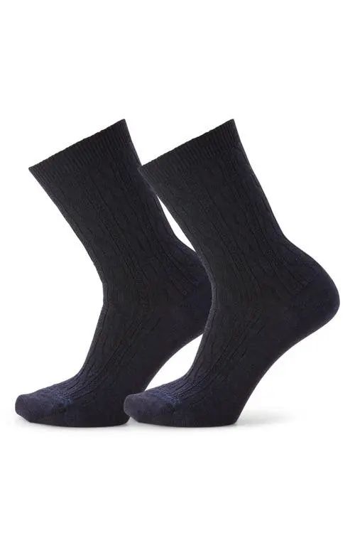 Smartwool Everyday 2-pack Wool-blend Cable Crew Socks - Deep Navy Heather
