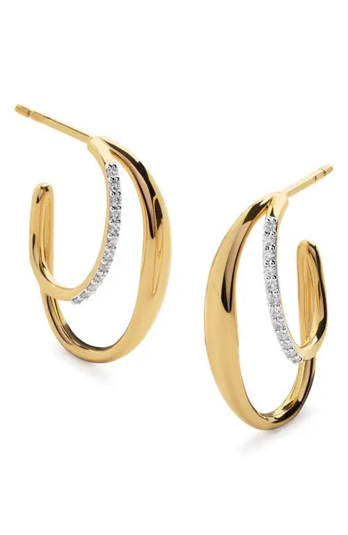 Monica Vinader Medium Nura Wrap Hoop Earrings - 18ct Gold Vermeil / Lab Dia