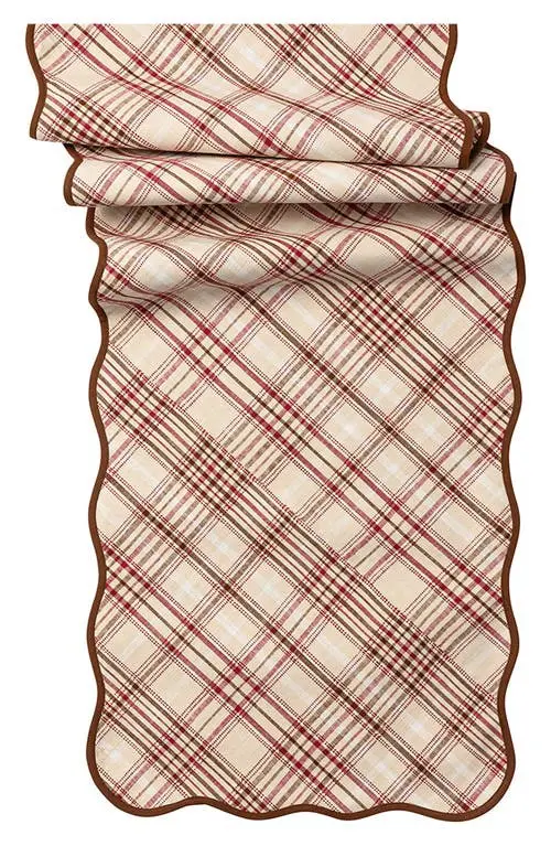 JULISKA Tartan Cotton Table Runner - Mulberry Brown