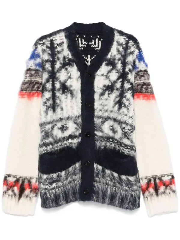 Sacai Intarsia-knit Cardigan