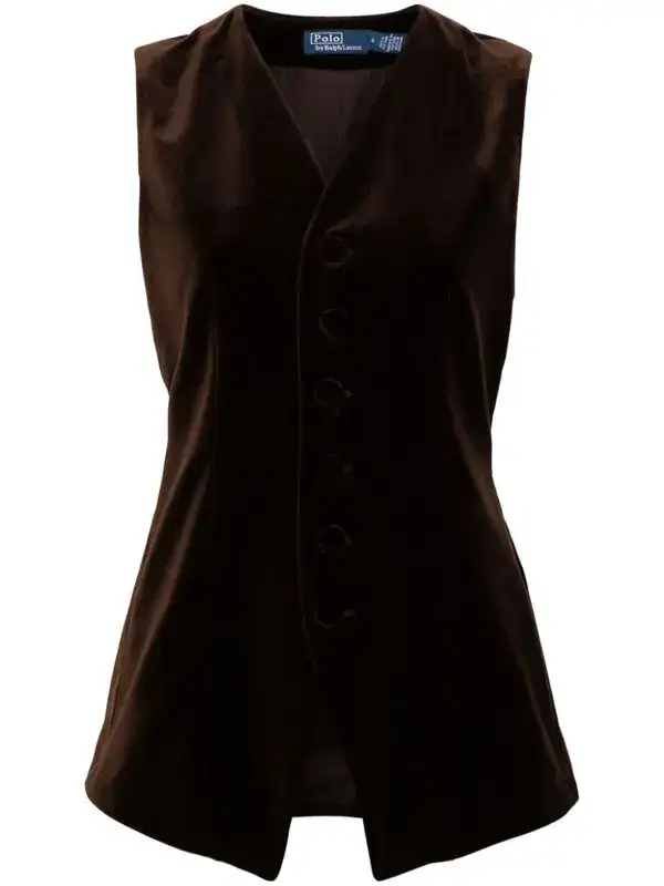 Ralph Lauren Velvet Vest In Brown | Editorialist