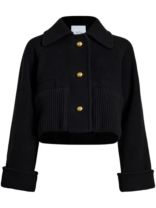 Patou Rib-waist Cropped Coat - Black