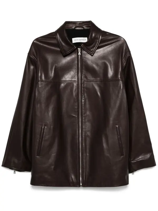 Nour Hammour Layne Leather Jacket - Brown