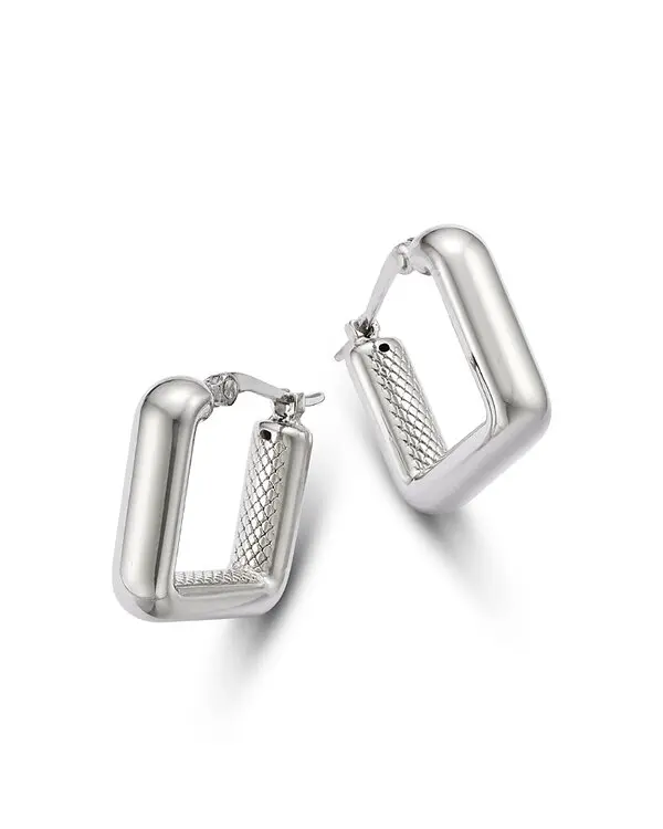 Aqua Polished Square Hoop Earrings In Sterling