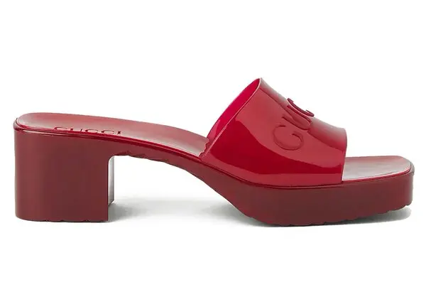 Gucci 60mm Rubber Slide Sandal - Red