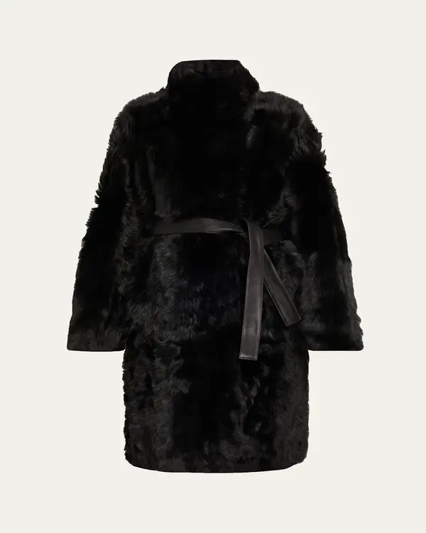 YVES SALOMON Toscana Shearling Lamb Coat - Noir