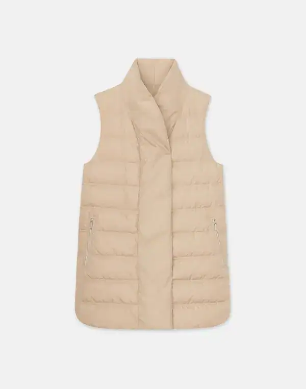 Lafayette 148 New York Recycled Tech Reversible Down Vest In Beige
