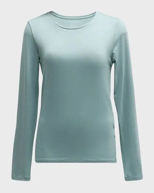 Majestic Filatures Soft Touch Long Sleeve Crewneck T-shirt - Aqua