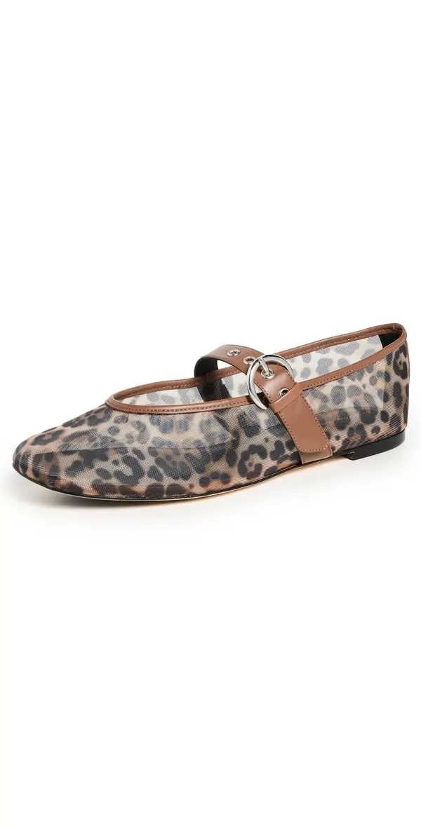 REFORMATION Bethany Ballet Flats - Leopard Mesh