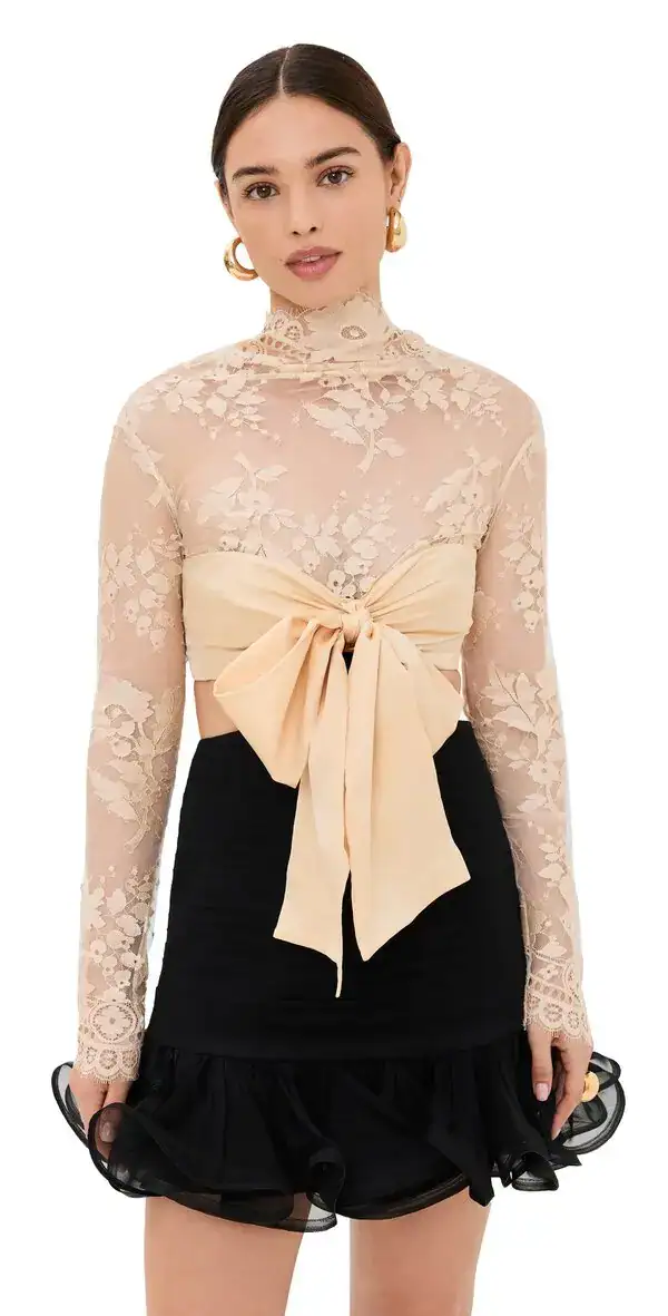 floral lace flounce mini dress Euphemia Cream White Floral Lace Mini Dress, L / White main image 1