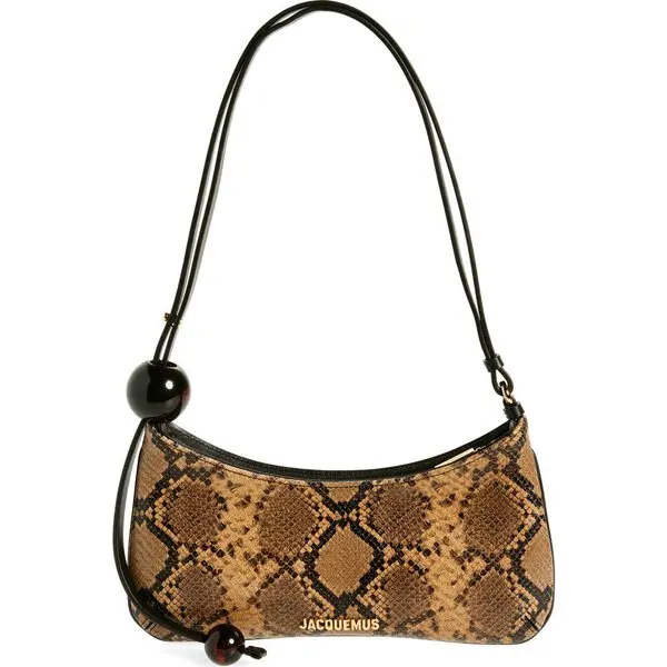 Jacquemus Le Bisou Perle Snakeskin Embossed Shoulder Bag