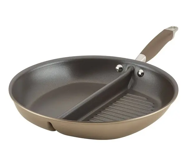 ANOLON Advanced Home Hard-anodized Grill & Grid Dle Pan, 12.5in