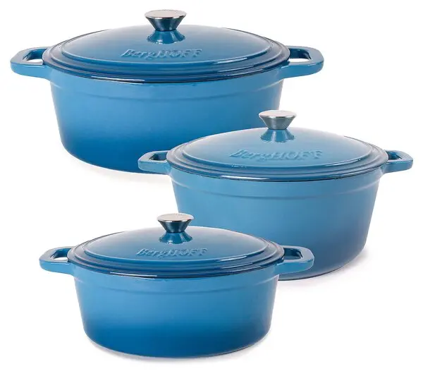 BERGHOFF Neo 6pc Cast Iron Dutch Oven Cookware Et With Lids