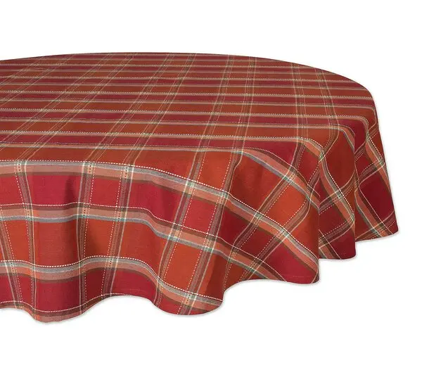 DESIGN IMPORTS Autumn Spice Plaid Tablecloth 70' Round