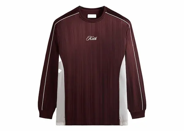 Kith Pinstripe Tricot Panelled Tee Shirt - Magma