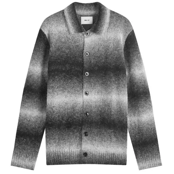 Nn07 Alfie Gradient Polo Cardigan - Light Grey Multi