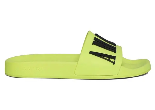 Amiri Debossed Pool Slides - Volt/black