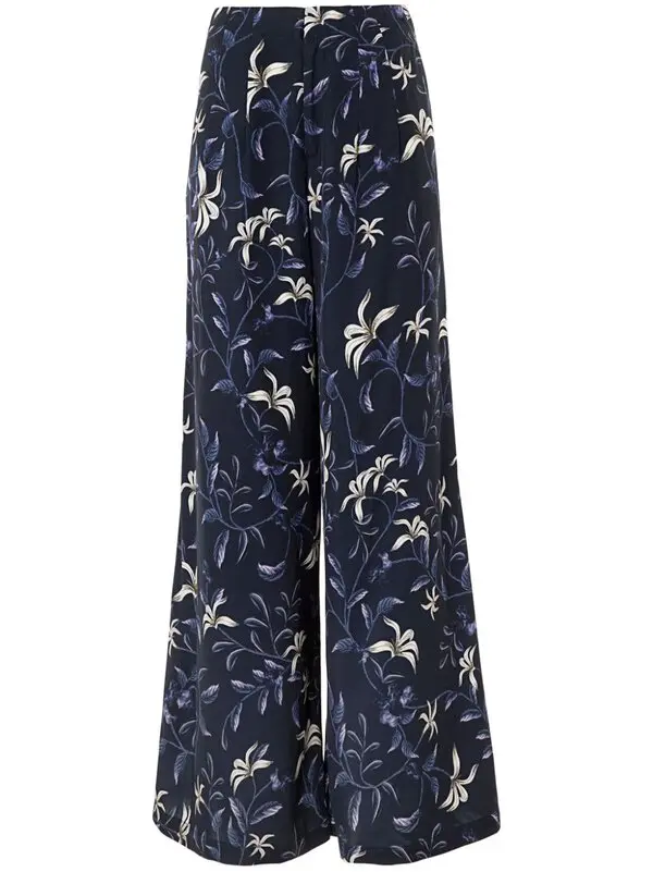 Agua Bendita Floral Print Trousers - Blue