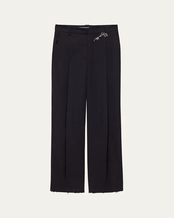 Prada Crystal-embellished Gabardine Wool Pants
