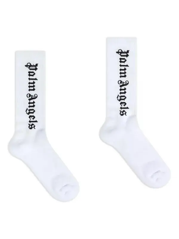 Palm Angels Logo-jacquard Mid-calf Socks - White