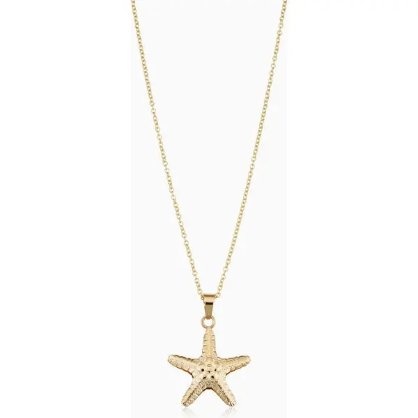 ORADINA 14k Queen Starfish Pendant Necklace - Yellow Gold