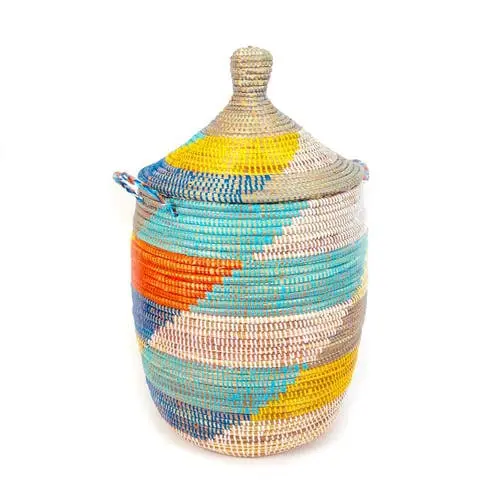 MBARE Dou Lid Storage Basket Stripe Medium Storage