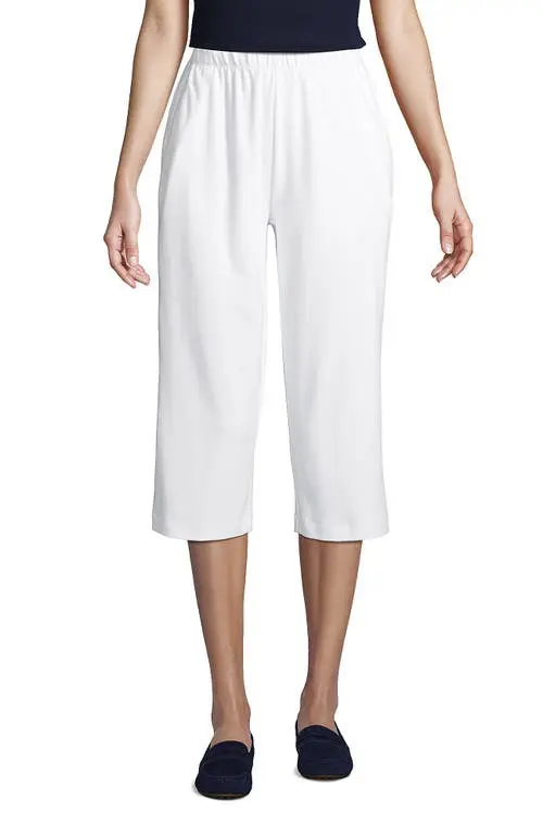 LANDS' END Sport Knit High Rise Capri Pants - White