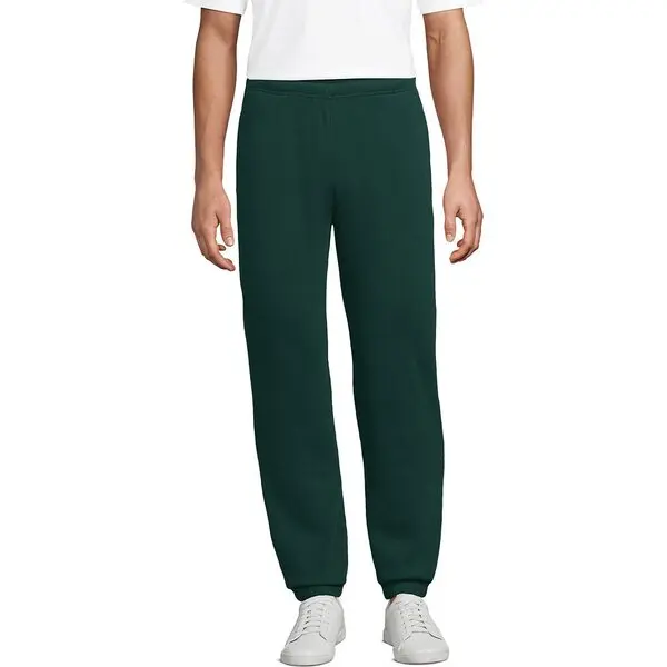 LANDS' END Fleece Back Sweatpants - Dark Evergreen