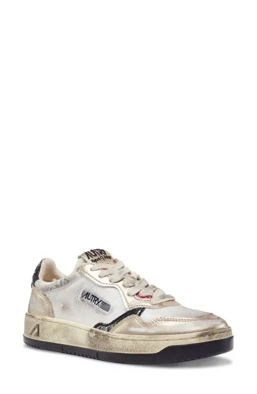 AUTRY Super Low Leather Sneakers - Mesh/suede Wht/gold