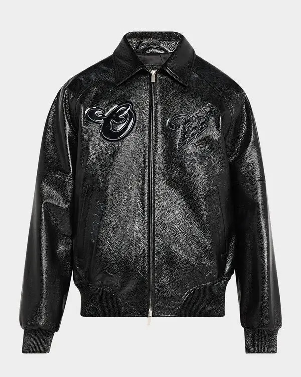 Off-White Scorpio Lea Leather Varsity Jacket