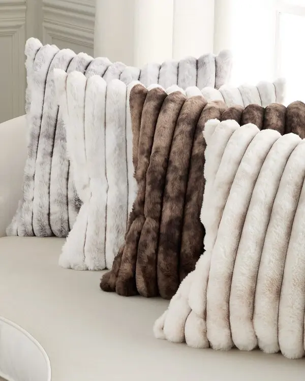 D.V. KAP HOME Summit Faux Fur Decorative Pillow, 24" Square - Ivory
