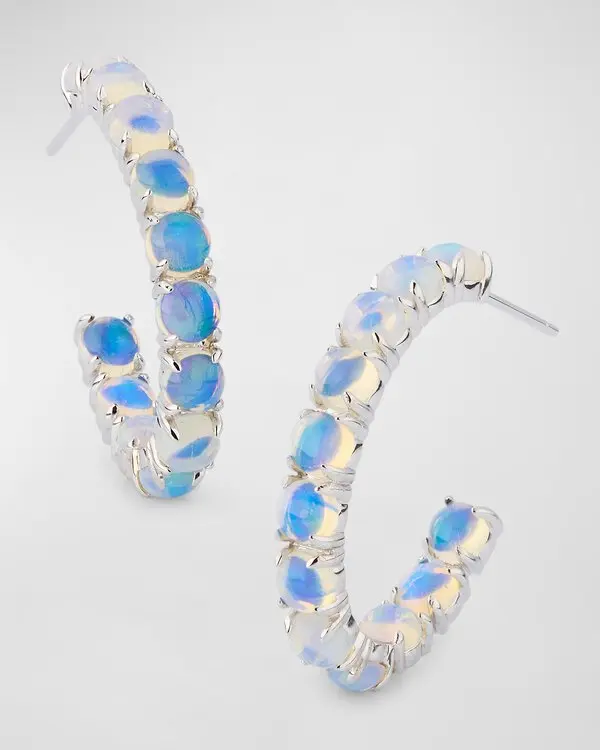 DAVID KORD 18k Gold Opal Hoop Earrings - Yellow Gold