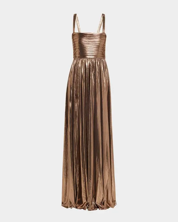 Retrofete Iris Metallic Maxi Dress - Metallic Bronze