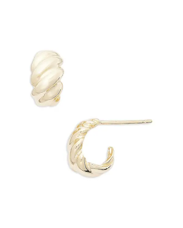 Jennifer Zeuner Jewelry Poppy Diagonal Texture Hoop Earrings - Gold