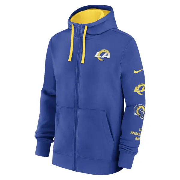 Nike Los Angeles Rams Club Nfl Full-Zip Hoodie Blue Editorialist