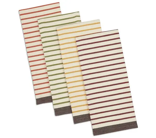 DESIGN IMPORTS Set Of 4 Harvest Stripe Woven Ki Tchen Towels