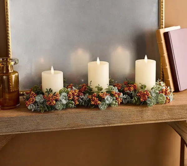 VALERIE PARR HILL Set Of 3 Eucalyptus And Berry Candle Rings Valerie