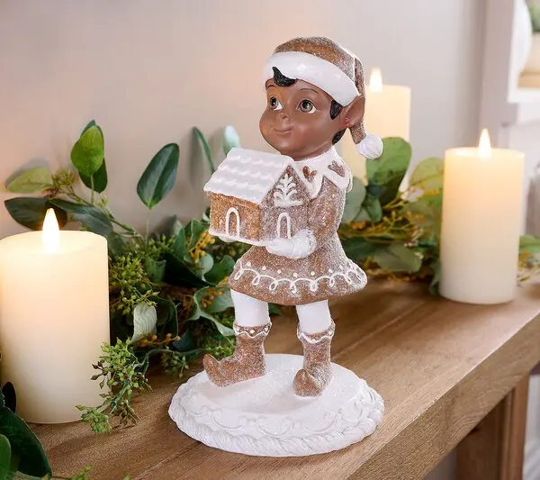 VALERIE PARR HILL 10' Gingerbread Lace Elf With House Valerie