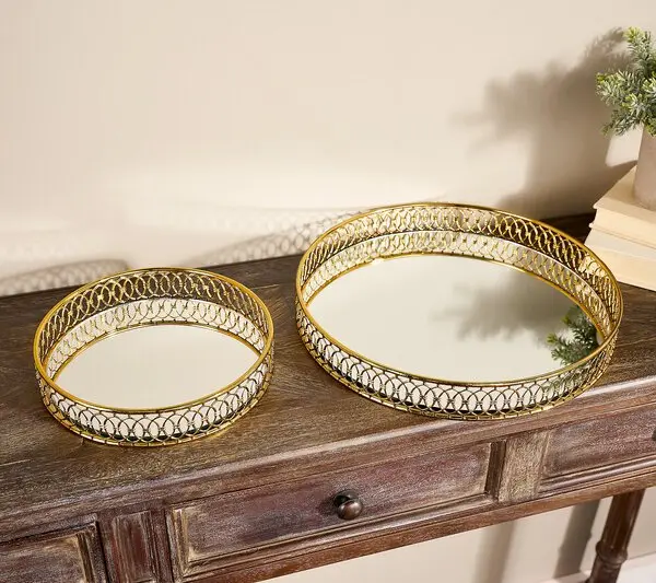 VALERIE PARR HILL Set Of 2 Reversible Mirrored Traysby Valerie