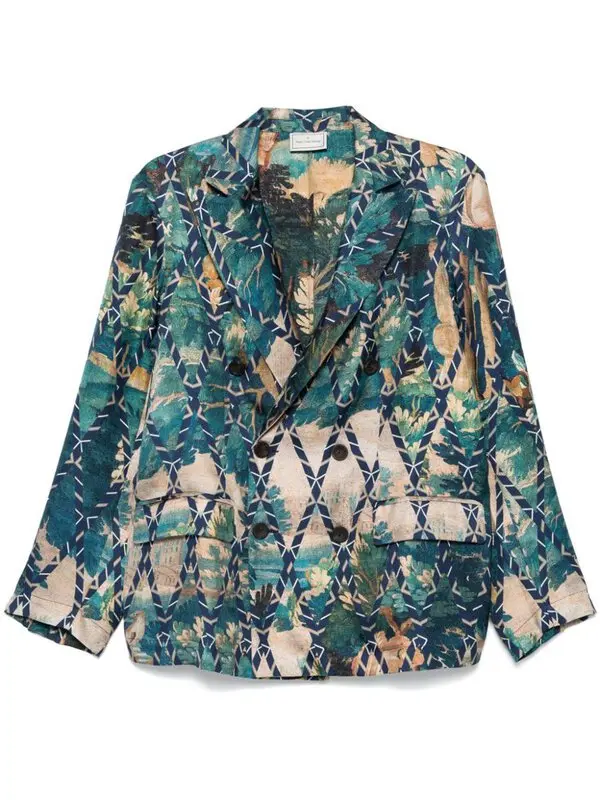 PIERRE-LOUIS MASCIA Printed Silk Jacket - Beige