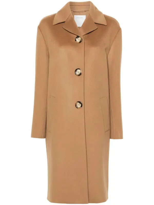 Sportmax Virgin Wool Midi Coat - Brown